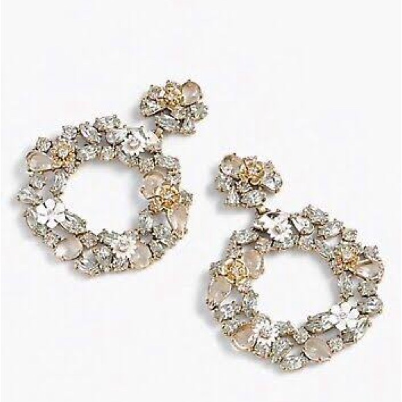J. Crew | Jewelry | J Crew Elegant Gold And Silver Floral Hoop Earrings ...